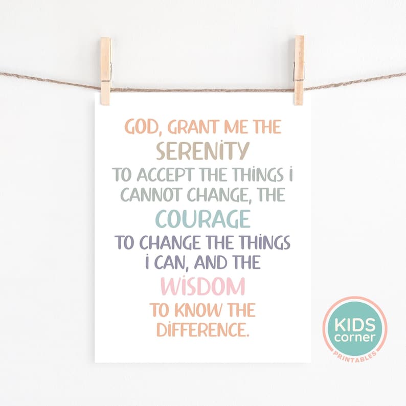 Serenity Prayer Printable, God, Grant Me the Serenity to Accept the Things I Cannot Change ...
