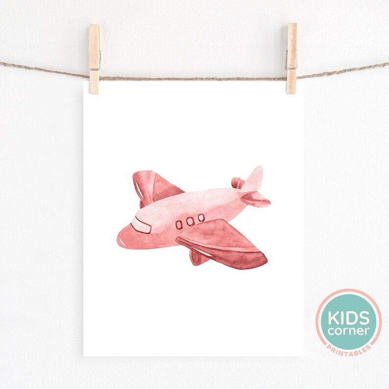 Pink Airplane Print, Air Transport Print, Air Transportation Print ...