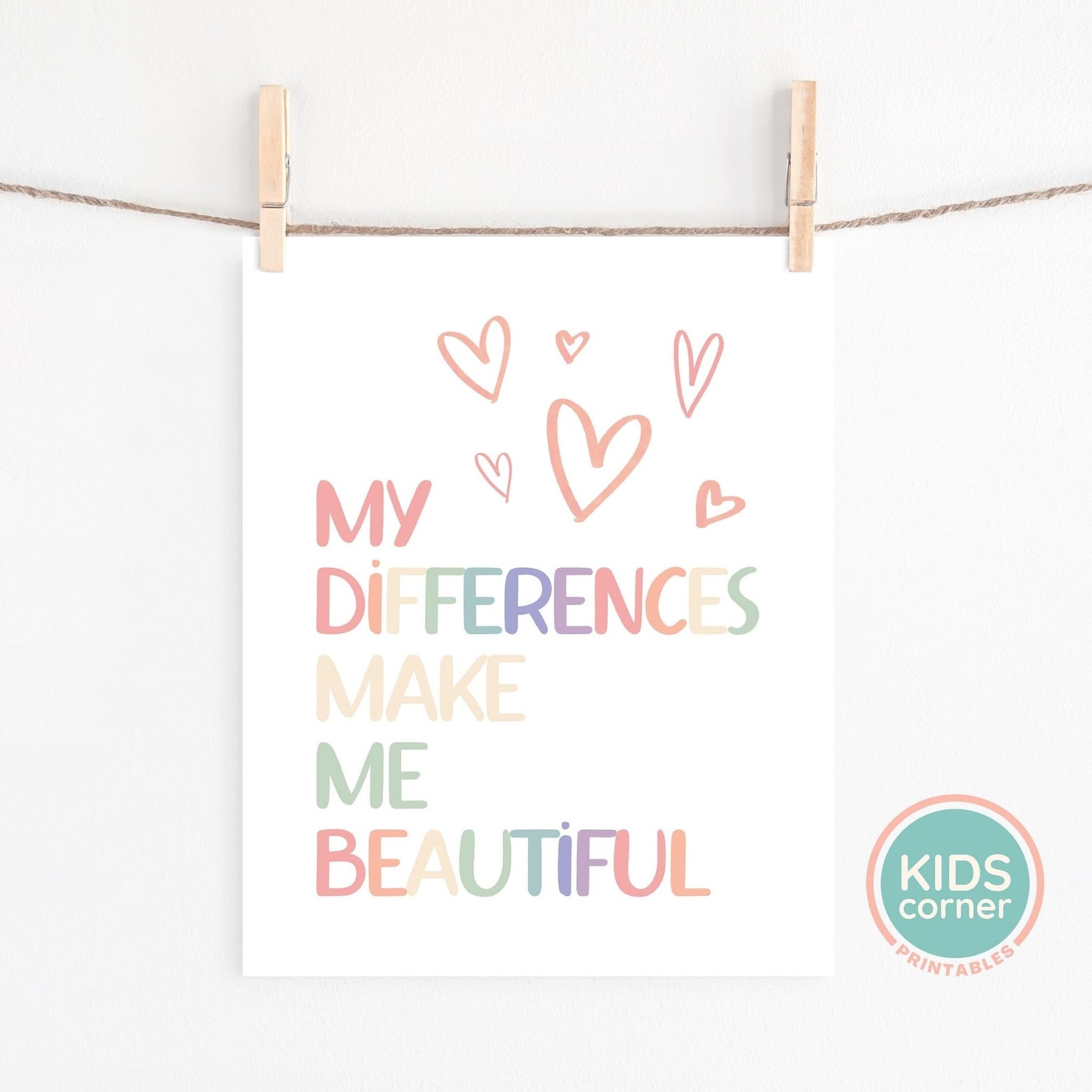 My Differences Make Me Beautiful Print, Multiple Hearts, Heart Instant ...
