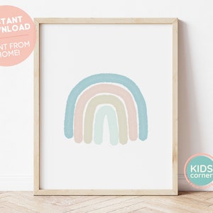 Neutral Rainbow Wall Art, Rainbow Nursery Decor, Instant Download Wall ...