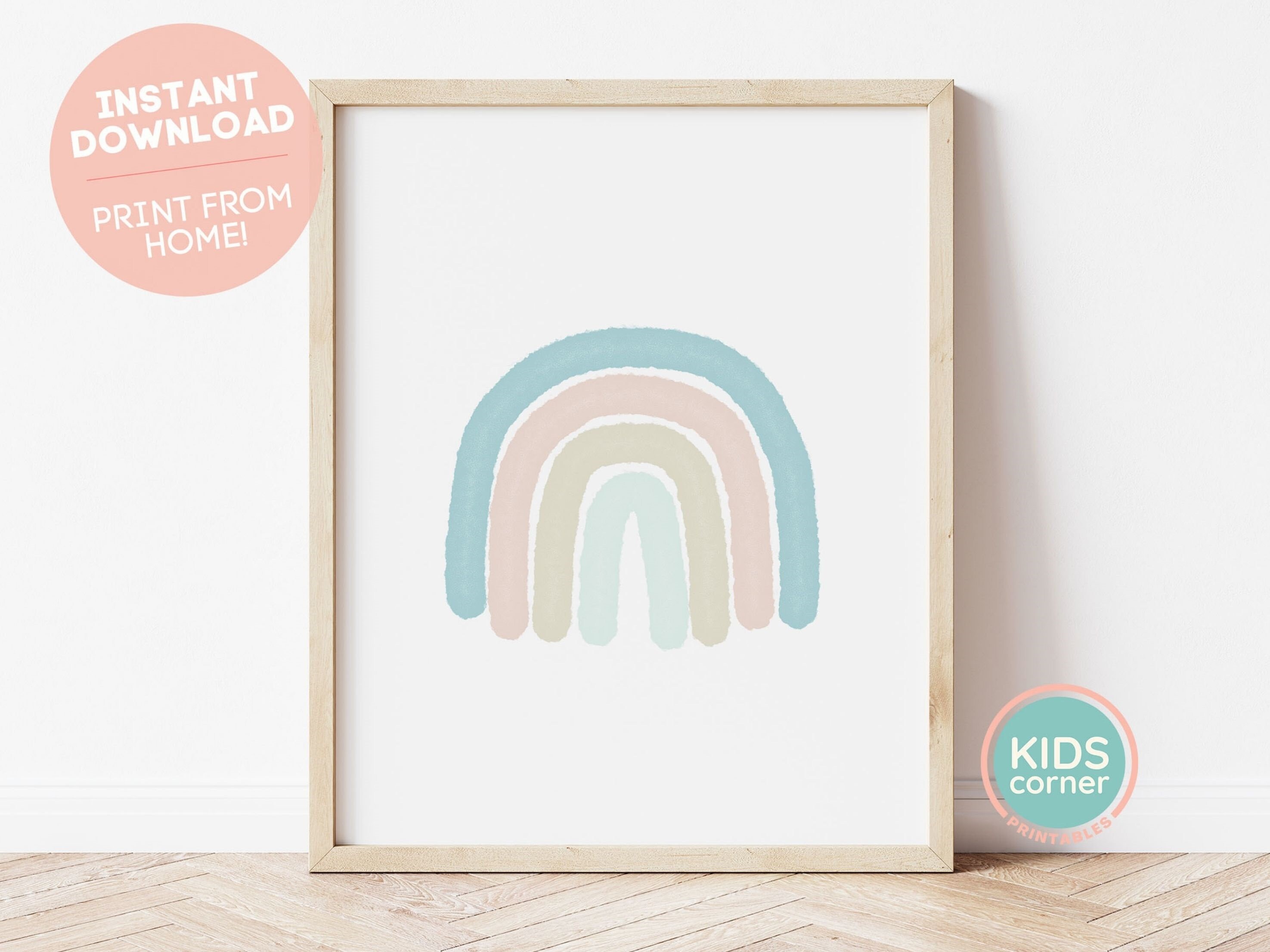 Neutral Rainbow Wall Art, Rainbow Nursery Decor, Instant Download Wall ...