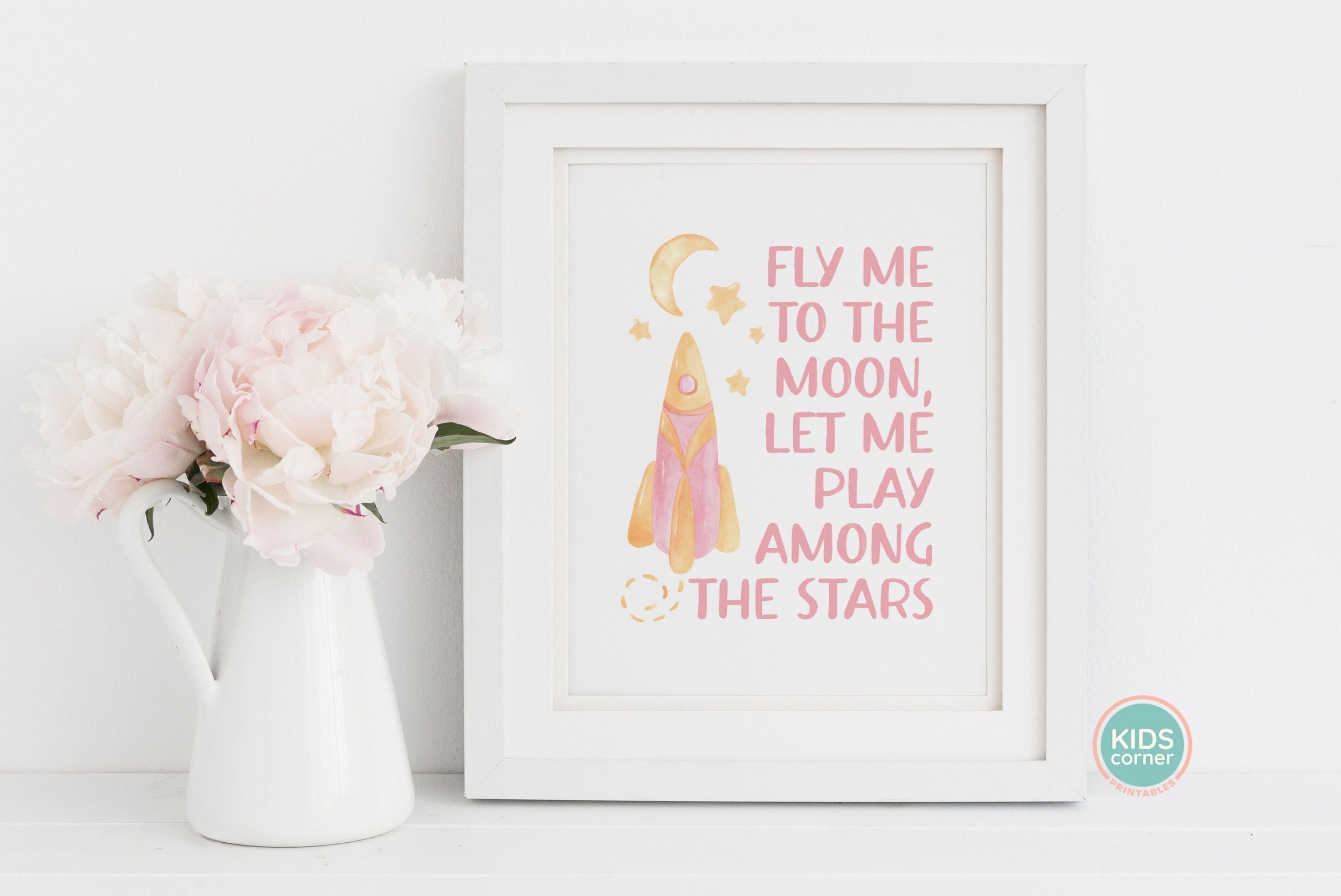 Rocket Ship Print Fly Me To The Moon Let Me Play Among The | Etsy