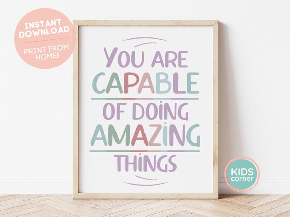 You Are Capable of Doing Amazing Things Print Rainbow Word | Etsy