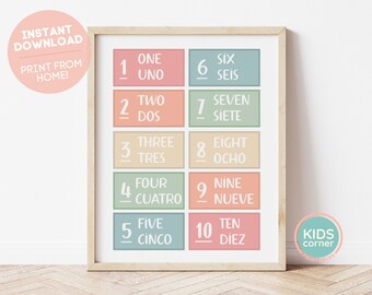 Purple Numbers Printable Wall Art Nursery Decor Playroom | Etsy