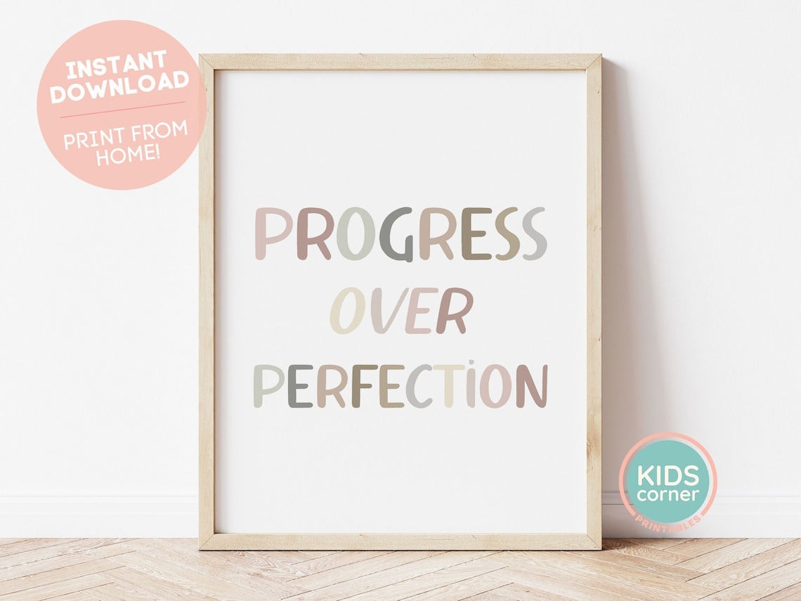 Progress Over Perfection Print Wall Art Inspirational Boho | Etsy