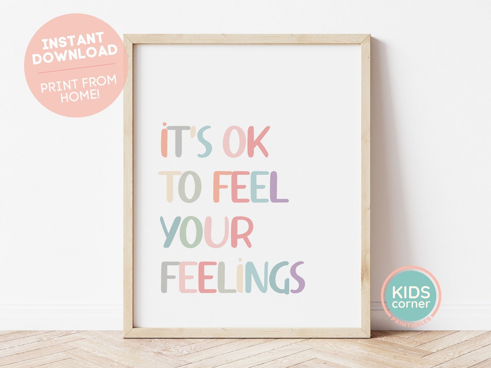 It's OK to Feel Your Feelings Print, Colorful Positive Decor, Kids ...