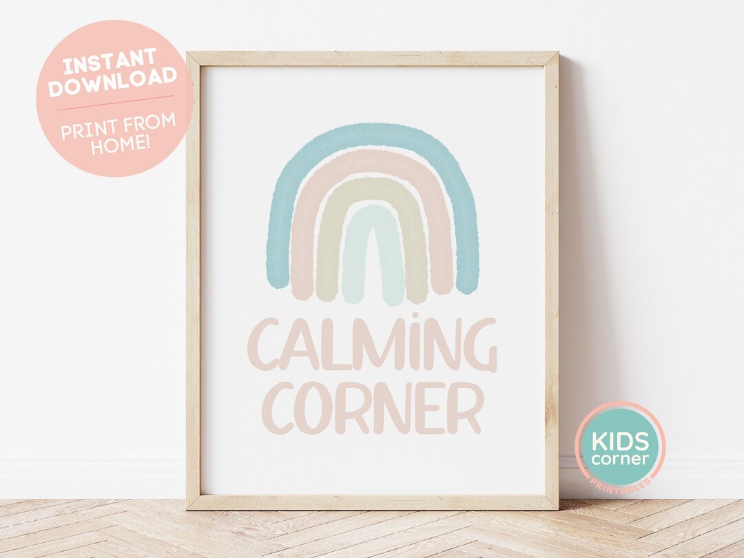 Calming Corner Rainbow Print, Boho Colors Printable Quote, Classroom ...