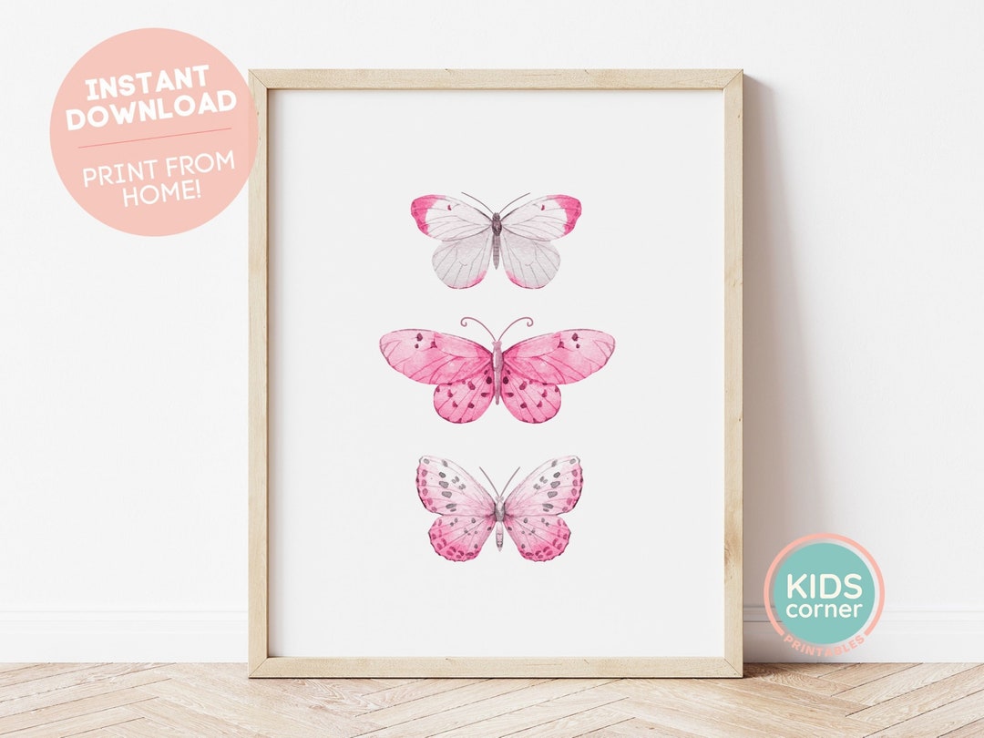 Soft Pink Butterflies Printable, Soft Pink Butterfly Print, Butterfly ...