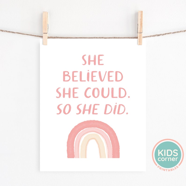 She Believed She Could Printable Wall Art, Nursery Decor Playroom ...