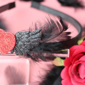 Wings Heart Headband Black red Hair Accessory New | Etsy