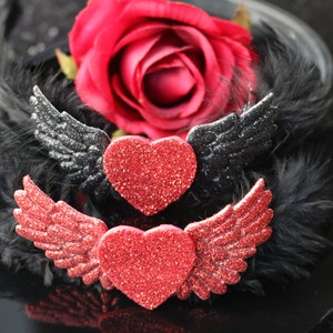 Wings Heart Headband , Black, Red Hair Accessory , New Handmade - Etsy