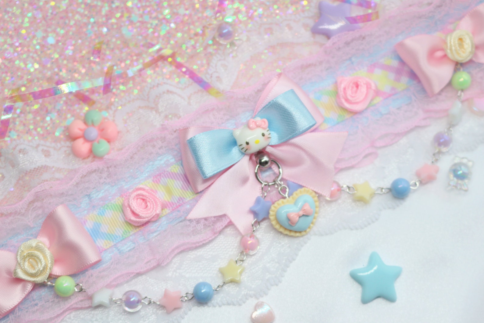 Cute Choker, Lovely Collar, Pastel Pink, Blue and Rainbow Colors ...