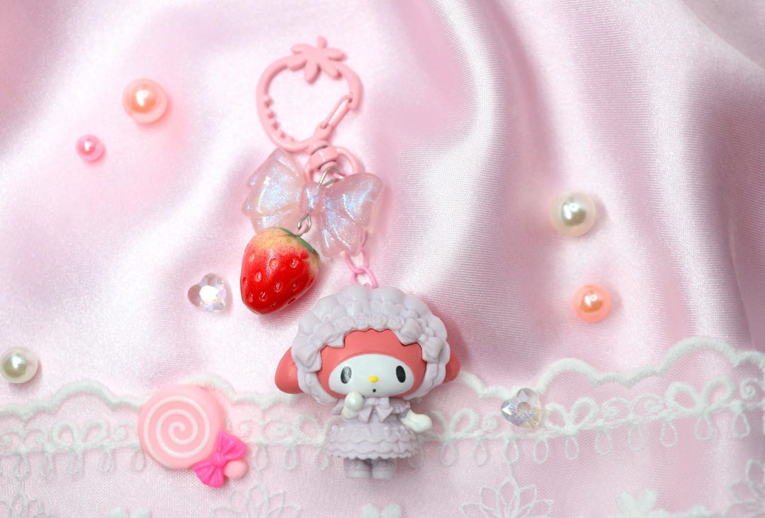 Cute Key Chain- 2 Styles, Pink Heart , Strawberry Key Ring, Kawaii Bag ...