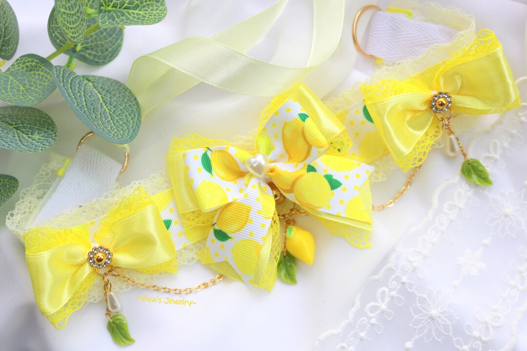 Lemon Choker, Yellow Lace, Lemon Charm, Fruit Collar for Women, for ...