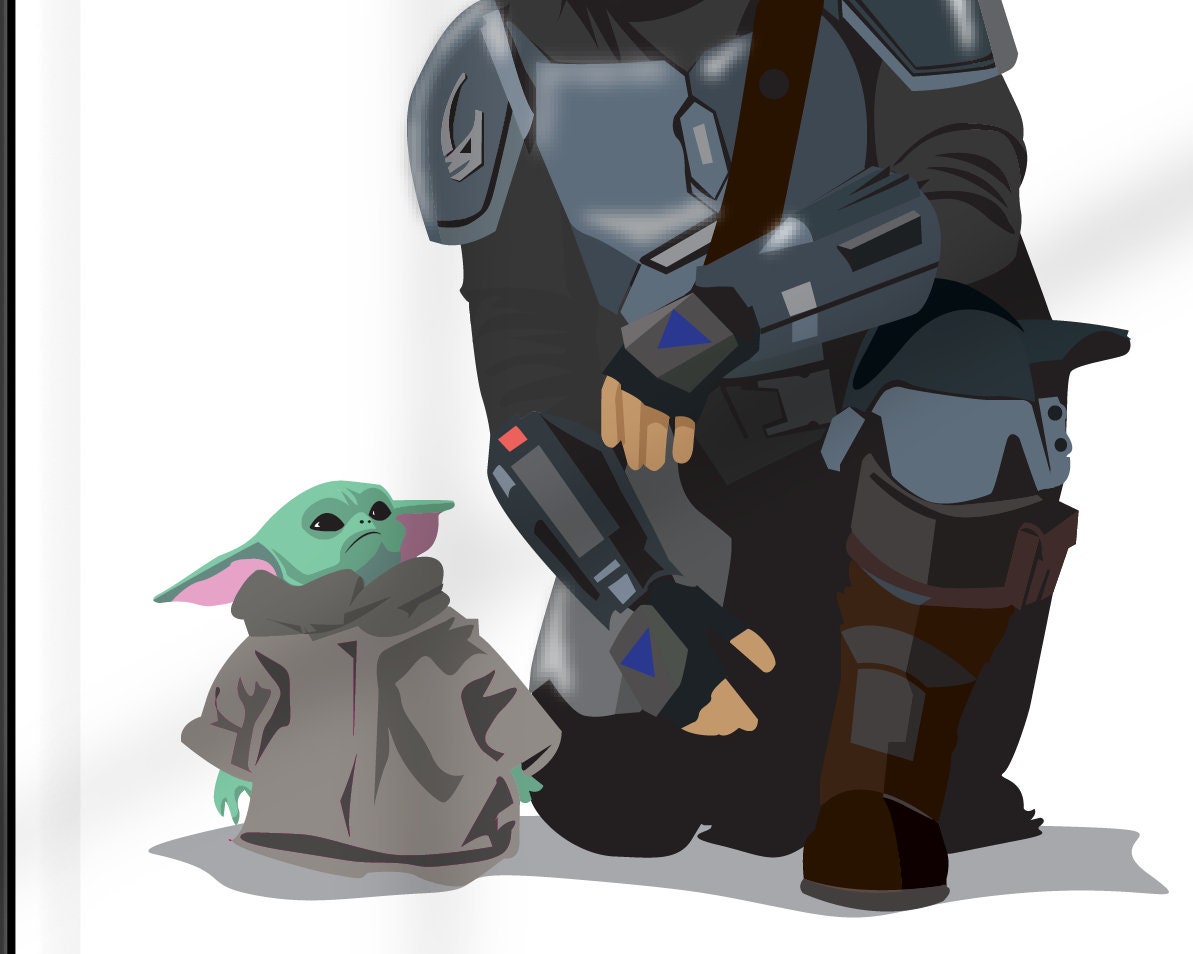 The Mandalorian Star Wars Baby Yoda Grogu Print Minimalist Wall Art - Etsy