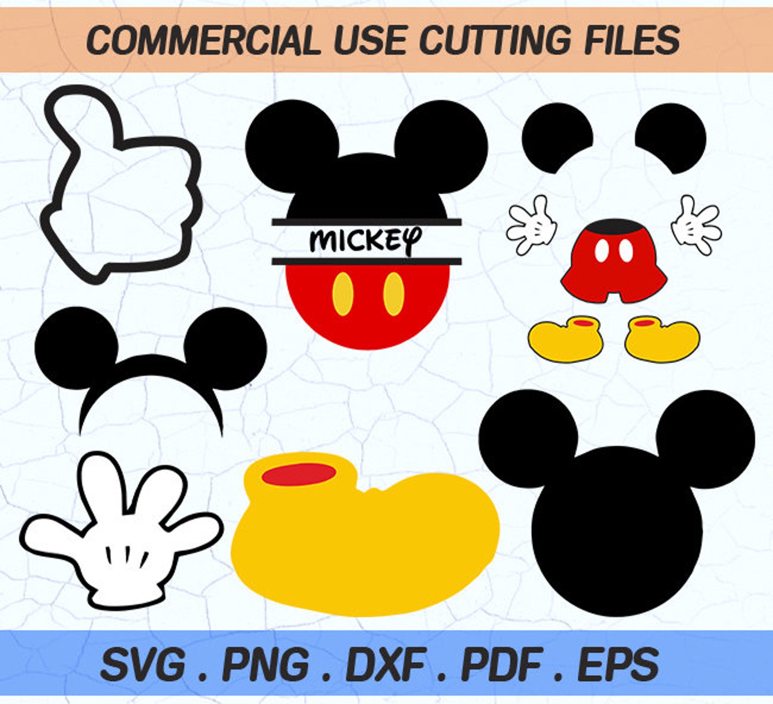 Mickey Svg Vector Cutting Files Dxf Eps Png Pdf Mickey | Etsy