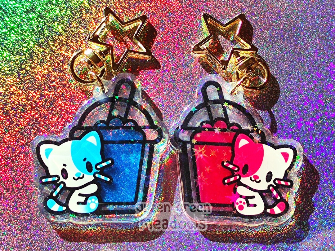 Strawberry and Blue Raspberry Slushie Cats Holo Acrylic - Etsy