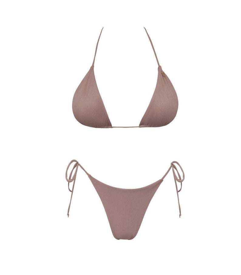 Brown Tan Micro Bikini Set Thong Bikini Etsy