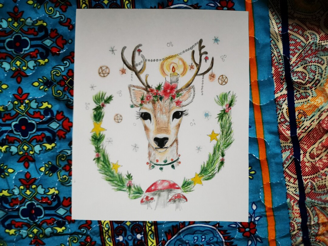 Yuletide Stag Print Wicca Pagan Witchy - Etsy