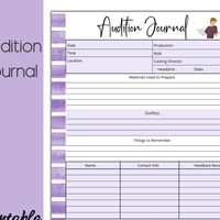 Audition Tracker Template: Actor Audition Log (PDF & PNG) - Etsy