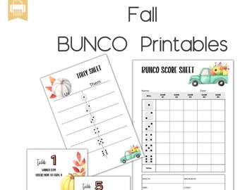 Thanksgiving Bunco Game Score Card and Tally Sheet, Fall Bunco Set ...