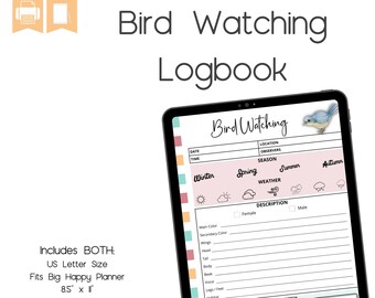 Bird Watching Log Book, Homeschool Bird Log, Bird Journal, Bird Watch ...