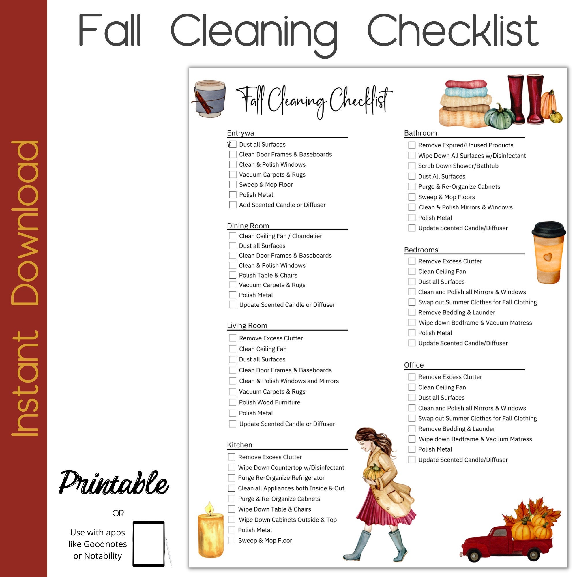 Fall Cleaning Checklist, Autumn Cleaning Checklist - Etsy