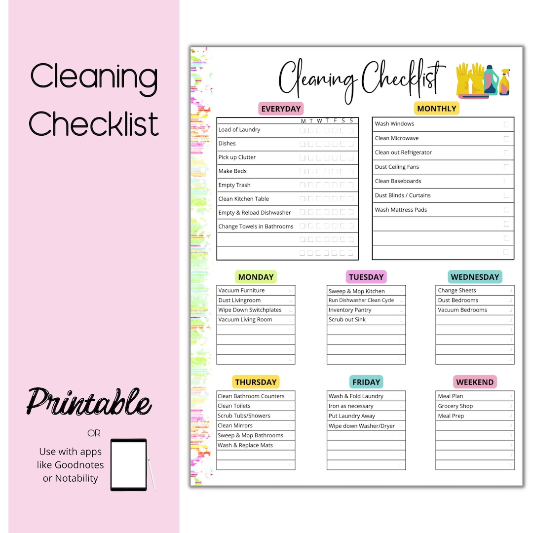 Cleaning Log Printable, Cleaning Tracker, Home Maintenance Printable ...