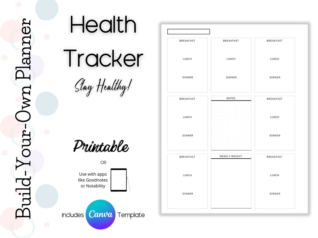 Health Tracker, Food Tracker, Healthy Eating Meal Tracker, Weight ...