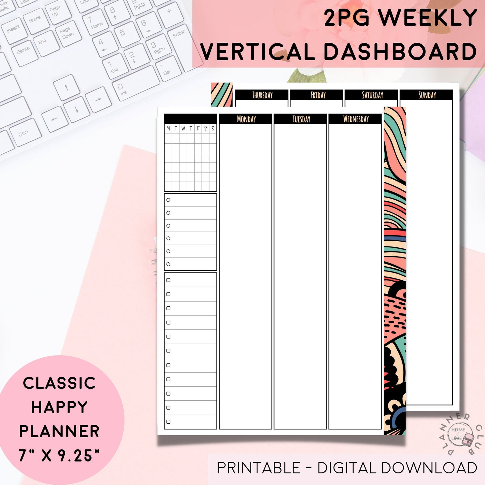 Dashboard Layout, Vertical Planner Dashboard, Printable Planner ...