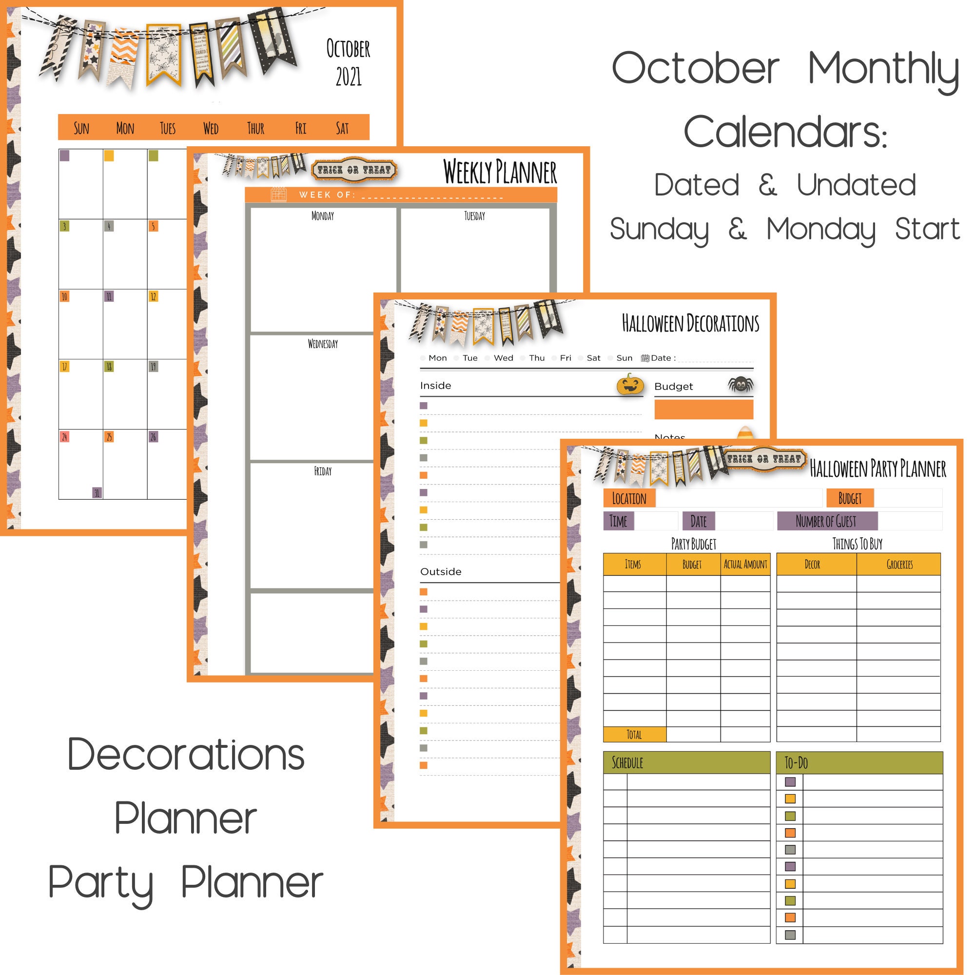 Holiday Planner, Christmas Planner, Halloween Planner, Thanksgiving ...