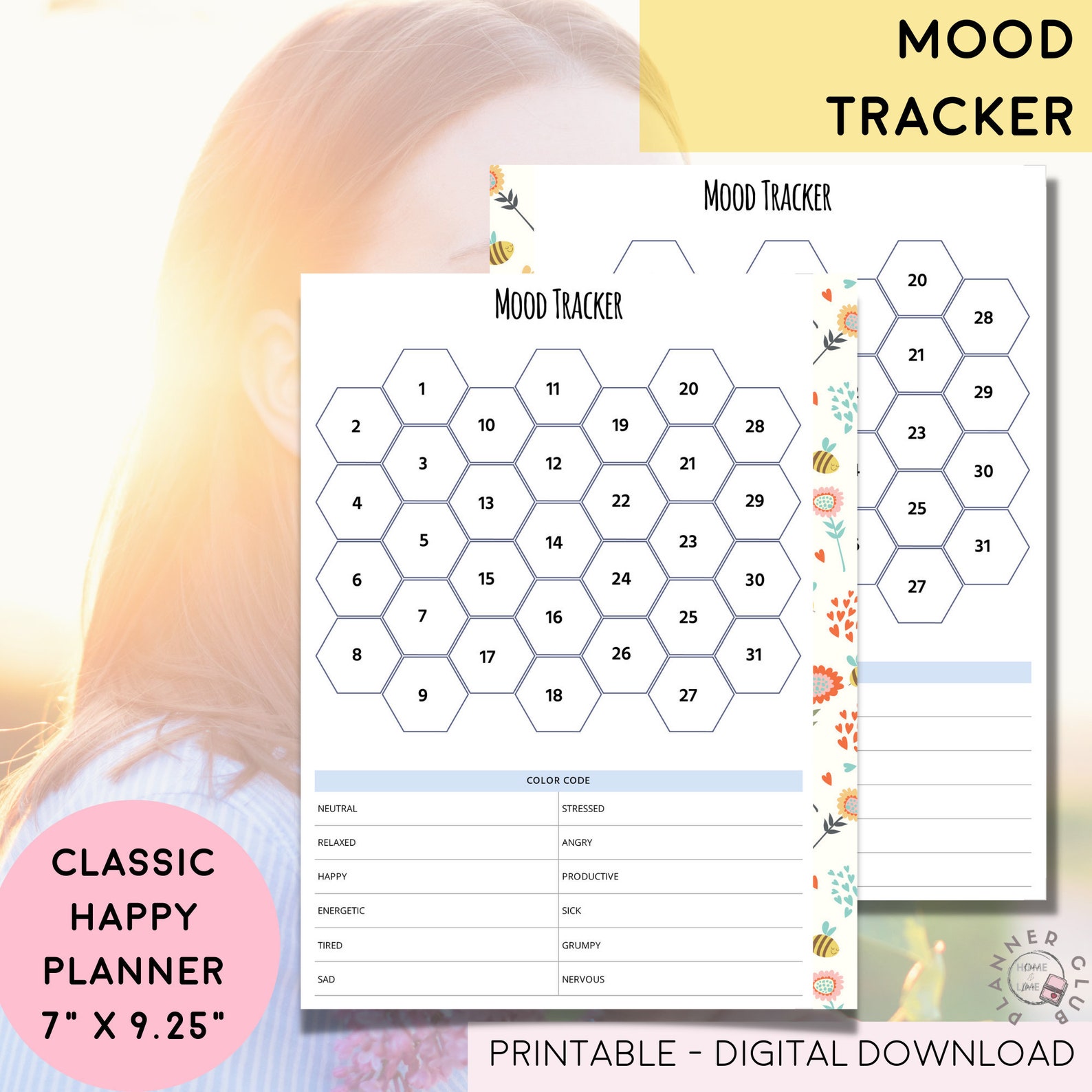 Mood Tracker, Wellness Tracker, Self Care Worksheet, Printable Classic ...