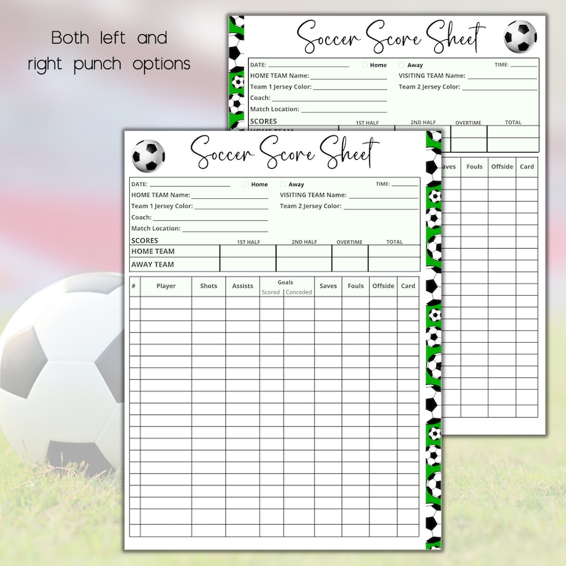 Soccer Score Card Soccer Scoresheet - Etsy Denmark