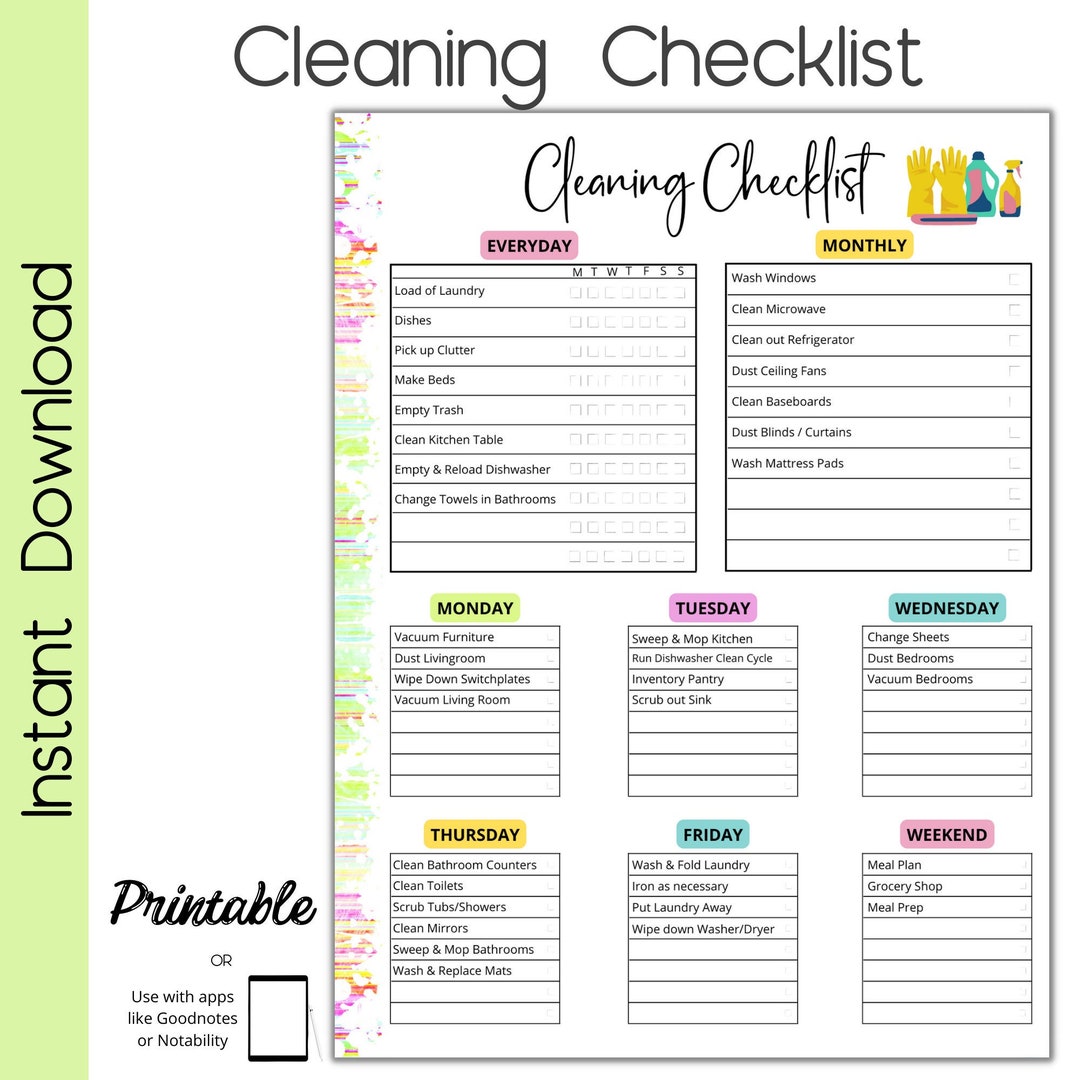 Cleaning Log Printable, Cleaning Tracker, Home Maintenance Printable ...