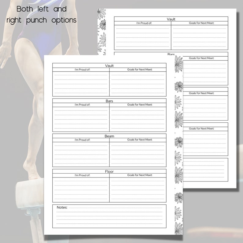 Women's Gymnastics Scorebook, Printable Scorebook, Gymnastics Printable ...