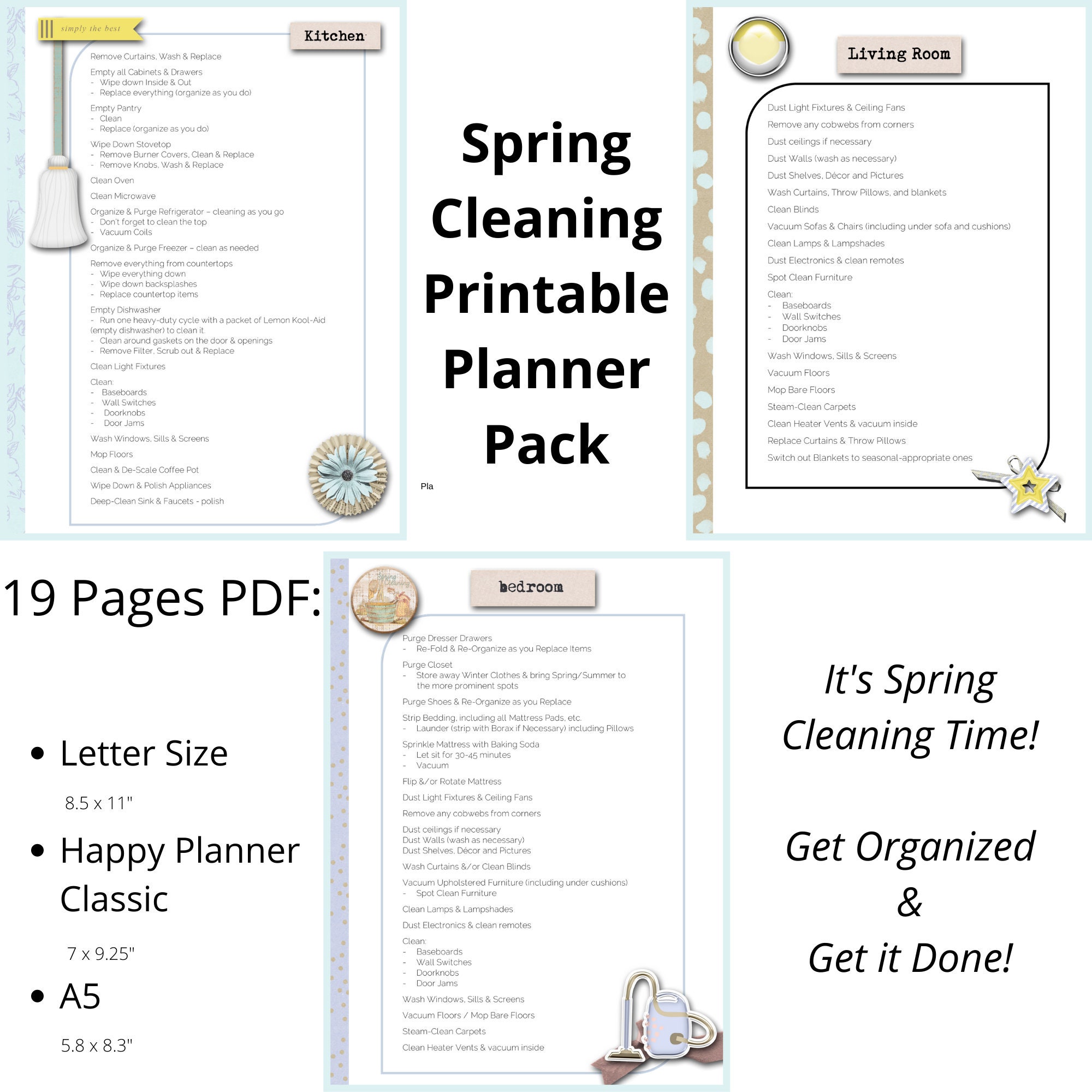 Spring Cleaning Planner and Checklist Printable | Etsy