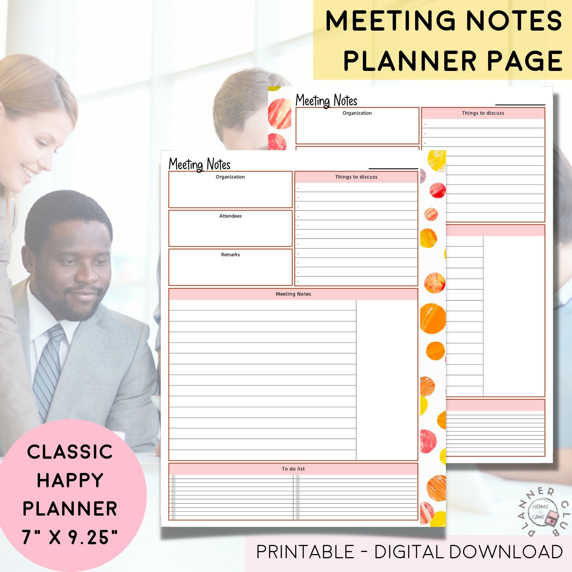 Meeting Notes Planner Page, Printable Work Organizer, Classic HP - Etsy