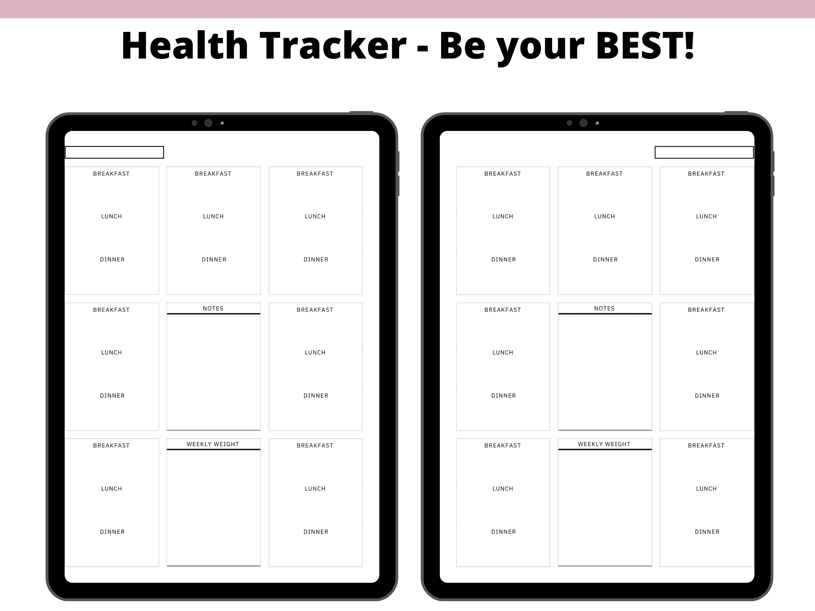 Health Tracker, Food Tracker, Healthy Eating Meal Tracker, Weight ...