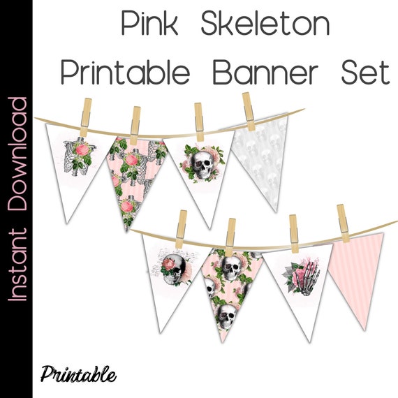 Skeleton Banner Set Printable Banner Set Halloween Banner - Etsy