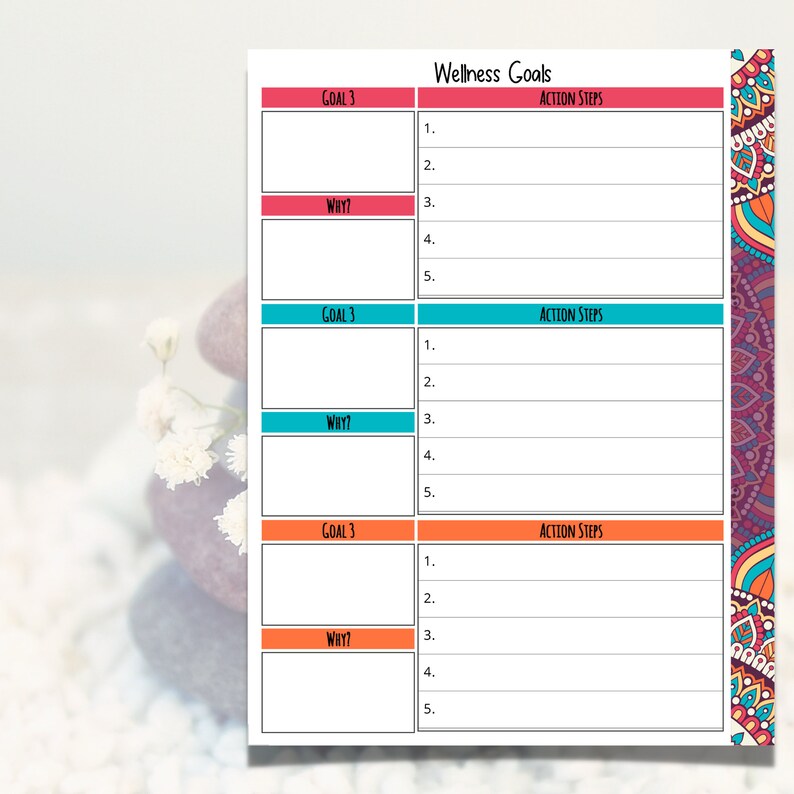 Wellness Goal Tracker Printable Letter Size Big HP - Etsy