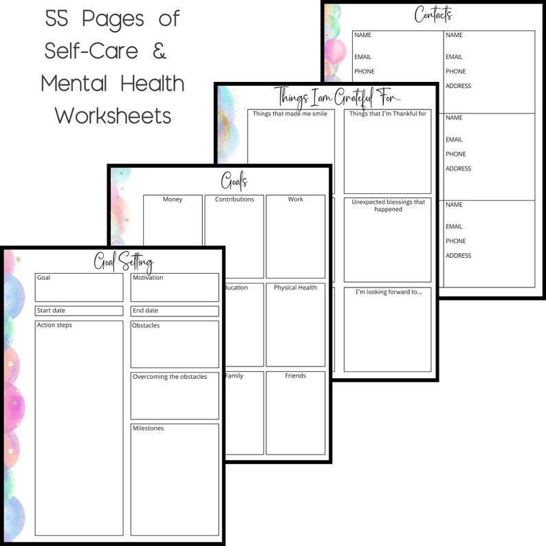 Mental Health Worksheet Kit, Therapy Journal Mental Health, Mental ...