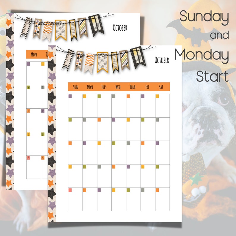 Halloween Planner Printable, Halloween Schedule, Monthly Planner, Daily ...