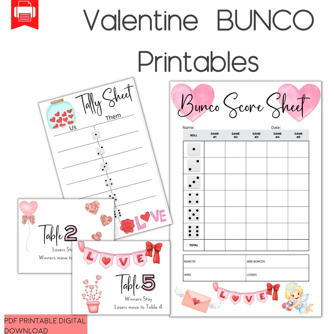 Valentines Printable Bunco Bundle - Etsy