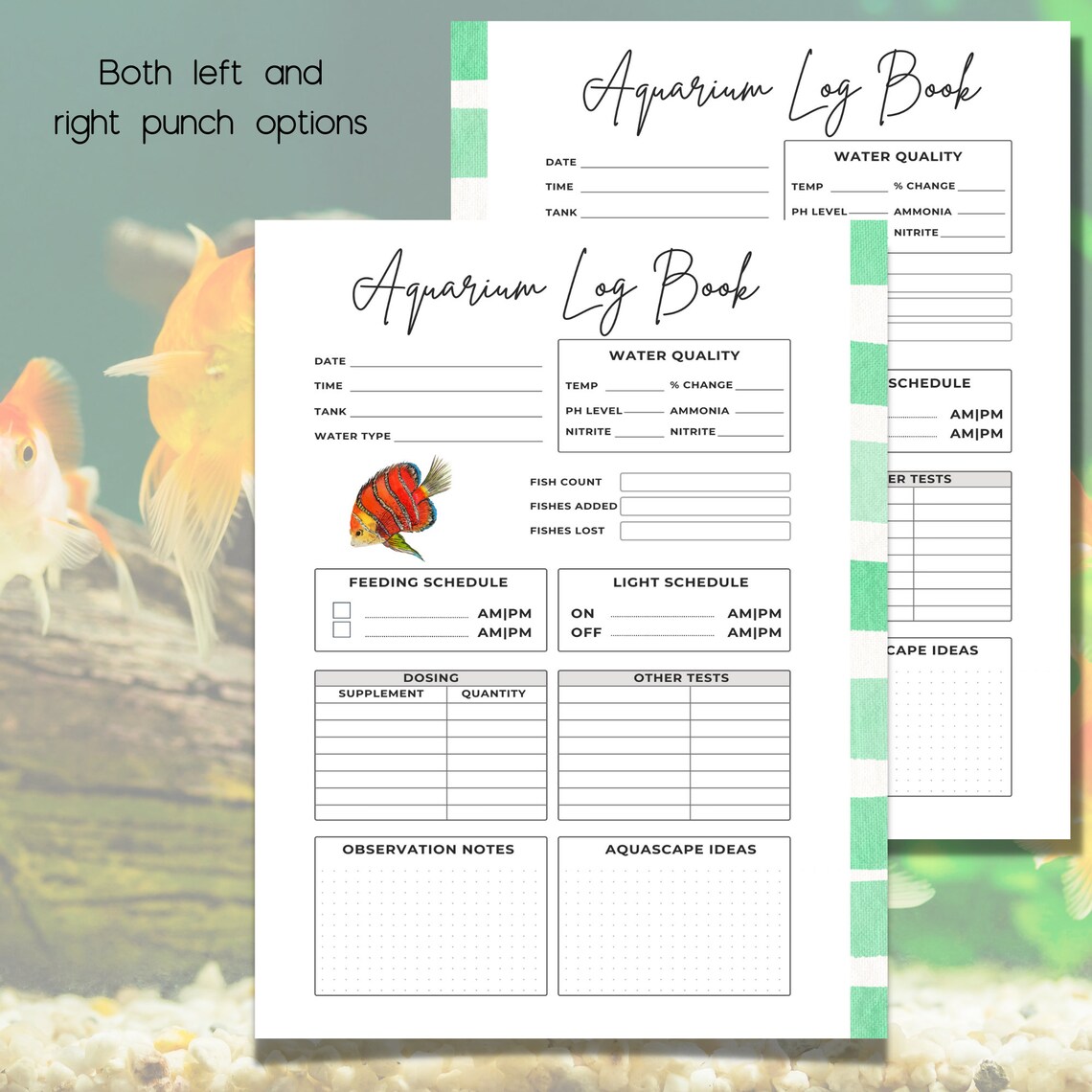 Aquarium Logbook Fish Tank Logbook Aquarium Maintenance Log | Etsy
