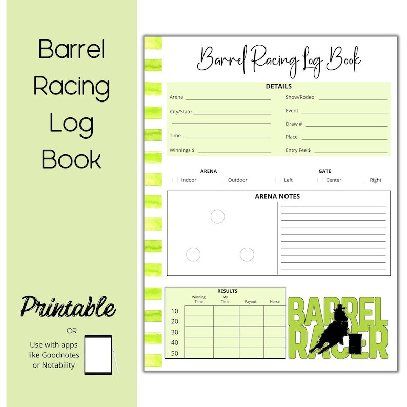 Barrel Racing Log Book, Barrel Racing Record Book, Horse Gifts, Horse ...