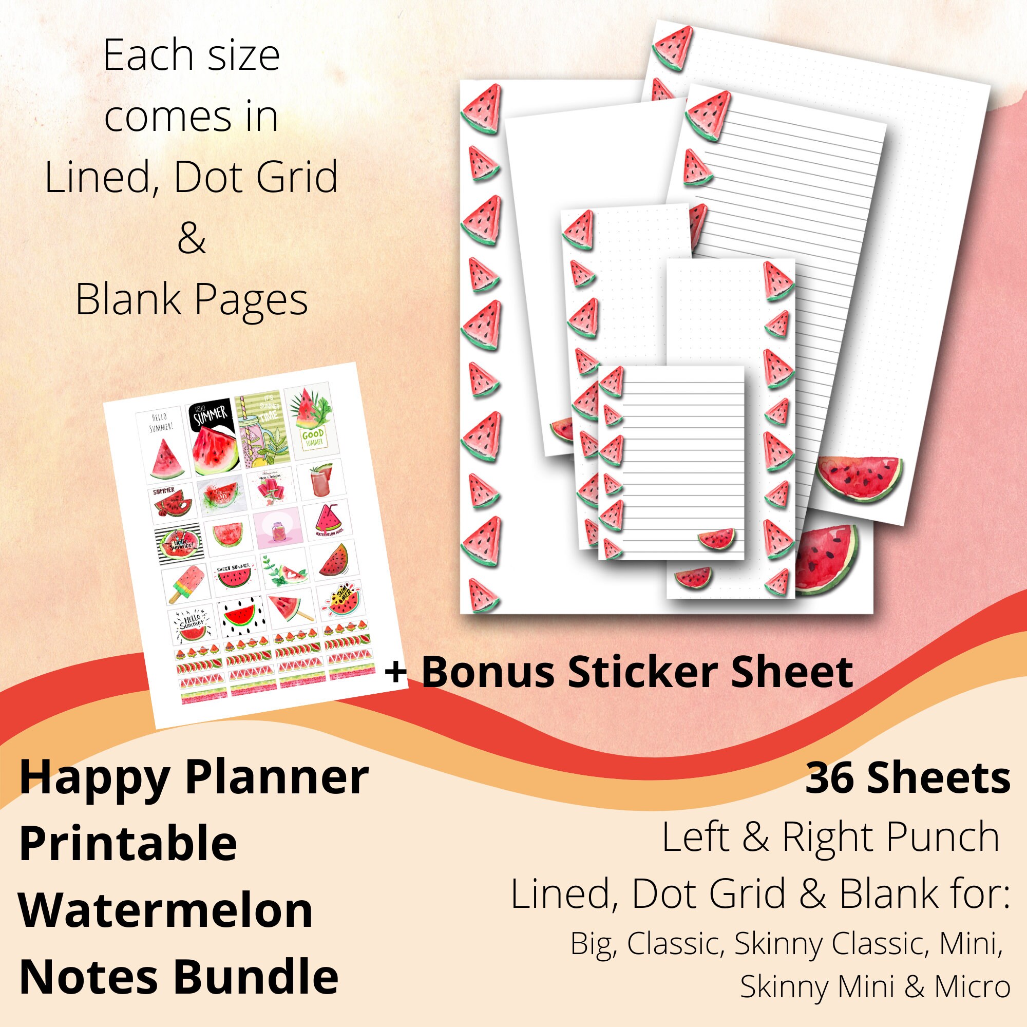 Printable Planner Note Pages Happy Planner Inserts. Instant - Etsy