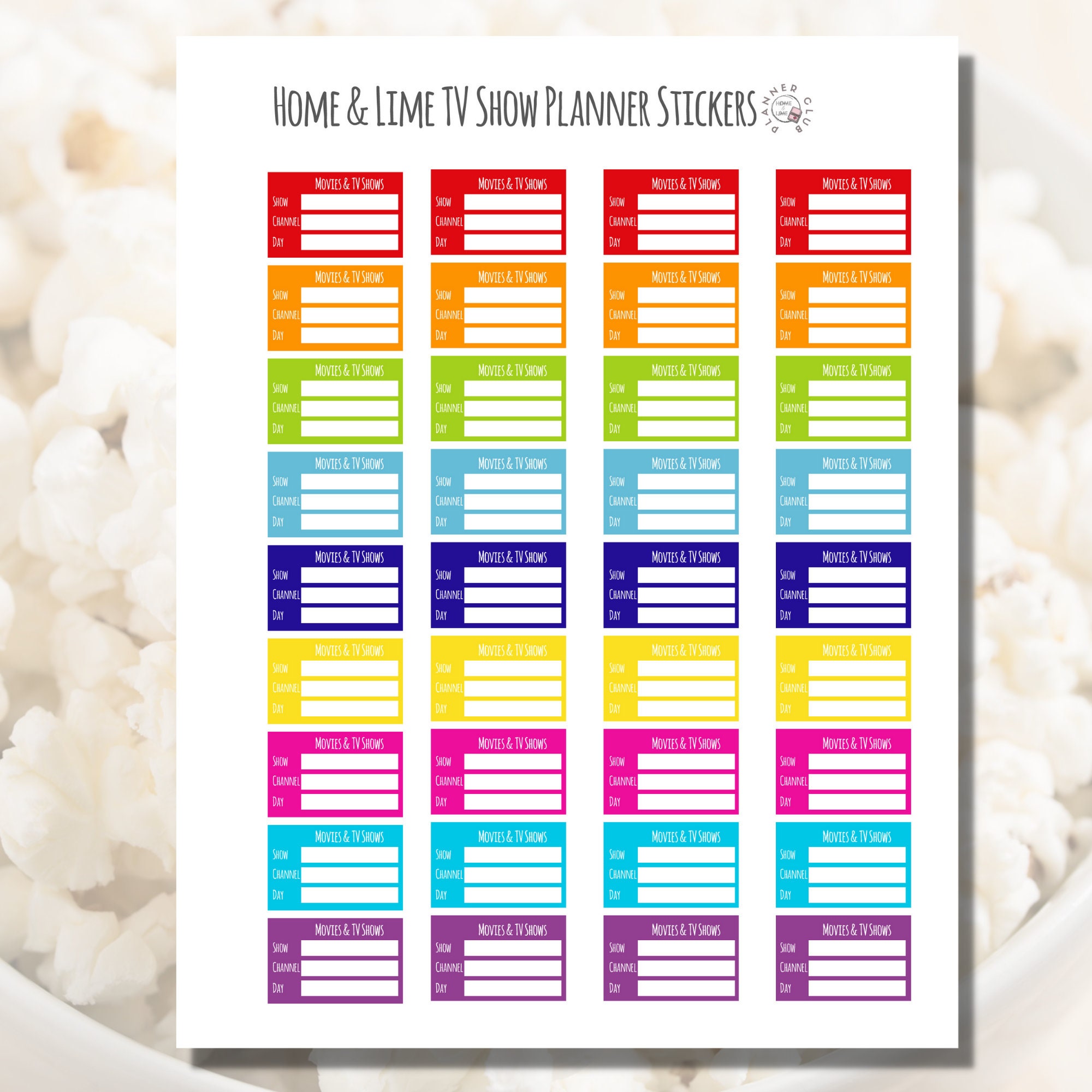 TV and Movie Printable Planner Stickers, Functional Stickers for Happy ...
