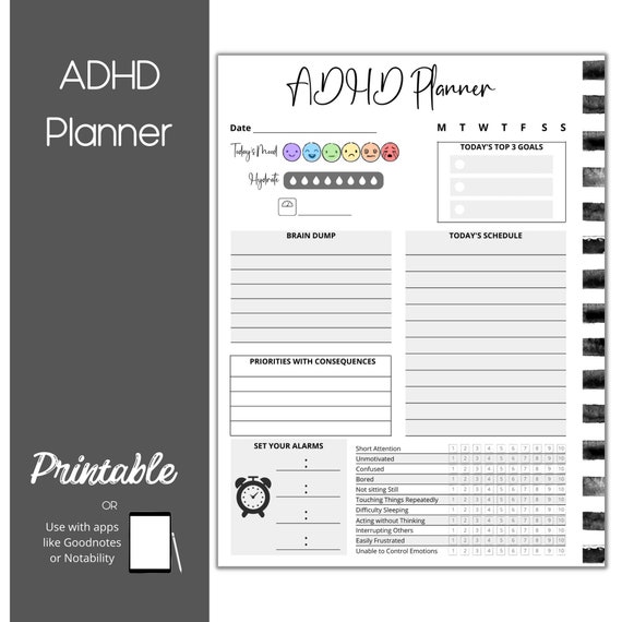 ADHD Symptom Tracker Mental Health ADHD Medication Tracker - Etsy