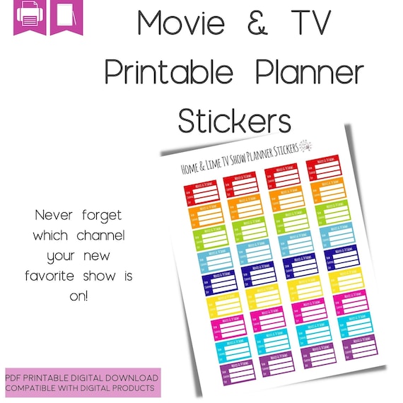 TV and Movie Printable Planner Stickers Functional Stickers | Etsy