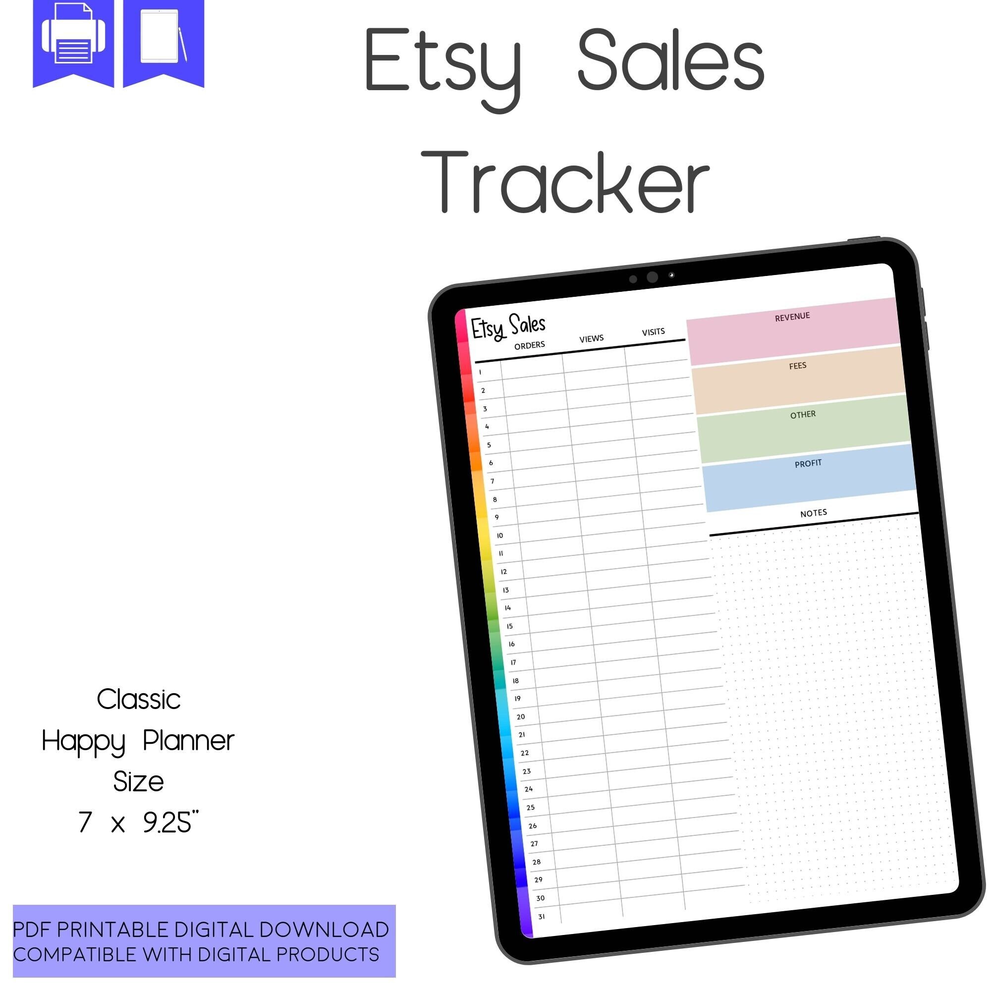Etsy Sales Tracker, Printable Planner Page, Classic HP - Etsy